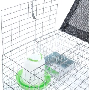 Bird B Gone - Pigeon Trap - Spacious 35"x16"x8" Cage for Up to 12 Birds - Shade, Water Container & Food Pan - 3 One-Way Doors - Durable & Lightweight (10 lbs) - Humane Bird Control