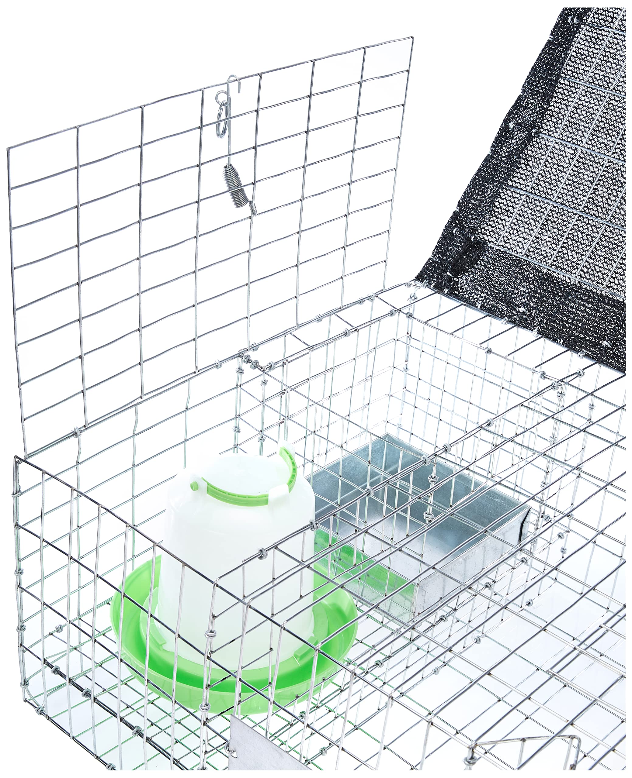 Bird B Gone - Pigeon Trap - Spacious 35"x16"x8" Cage for Up to 12 Birds - Shade, Water Container & Food Pan - 3 One-Way Doors - Durable & Lightweight (10 lbs) - Humane Bird Control