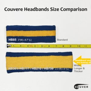 Couver Premium Quality 2 Color Thick Large Wide Headband pro Basketball - White/Sky Blue/White[1 Piece]