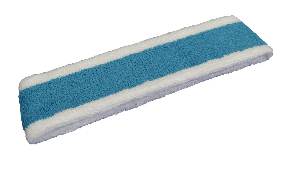 Couver Premium Quality 2 Color Thick Large Wide Headband pro Basketball - White/Sky Blue/White[1 Piece]