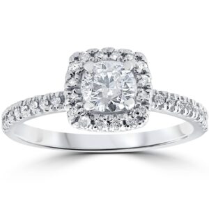 p3 pompeii3 3/4ct cushion halo diamond engagement ring 14k white gold - size 6