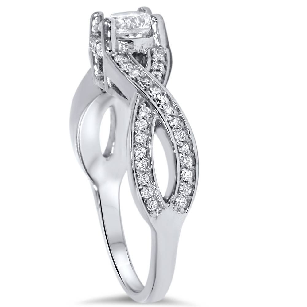 1 1/10ct Diamond Infinity Engagement & Matching Wedding Ring Set 14K White Gold - Size 7.5