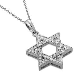 my daily styles 925 sterling silver jewish star of david white cz pendant necklace