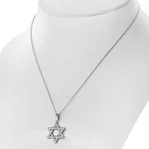 My Daily Styles 925 Sterling Silver Jewish Star of David White CZ Pendant Necklace