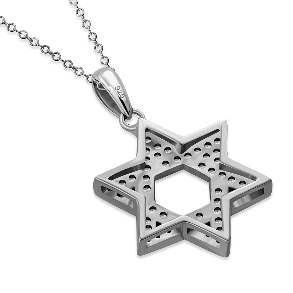 My Daily Styles 925 Sterling Silver Jewish Star of David White CZ Pendant Necklace