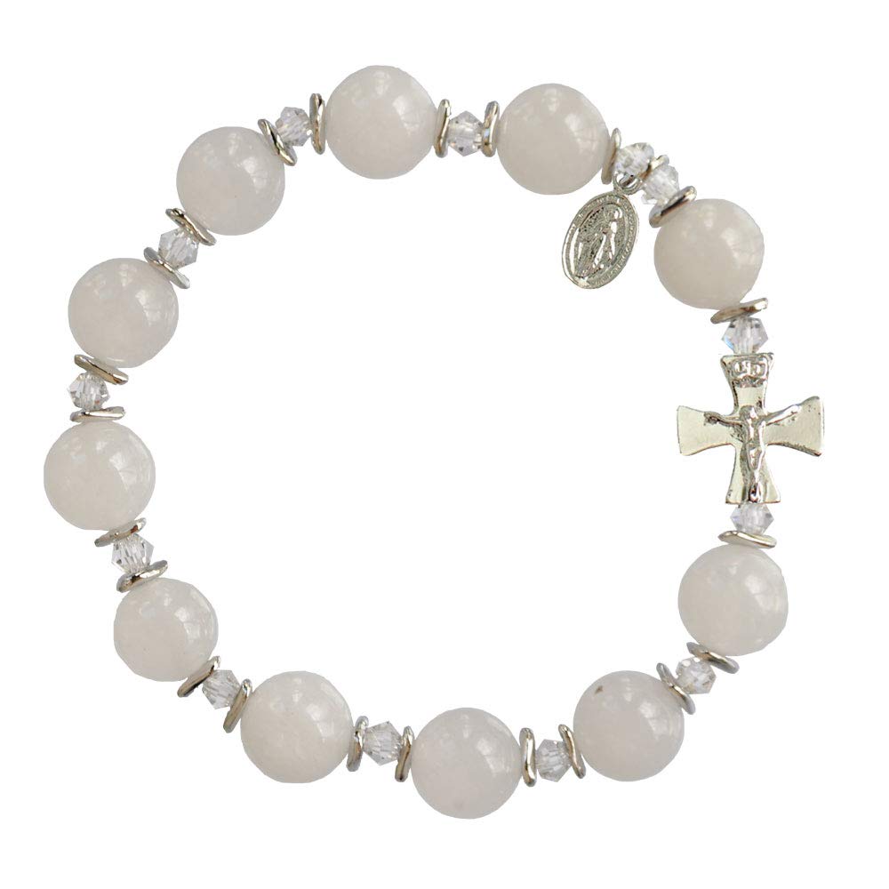 Sine Cera Rosary Bracelet White Jade 10mm