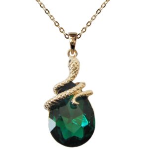 navachi 18k gold plated water drop crystal green zircon az6003p snake pendant necklace 16"+2"