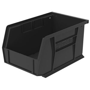 akro-mils 30237 akrobins plastic hanging stackable storage organizer bin, 9-inch x 6-inch x 5-inch, black, 12-pack