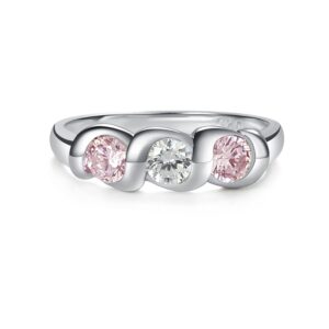 sterling silver baby ring with twisted band and pink/white cz's (size 3)