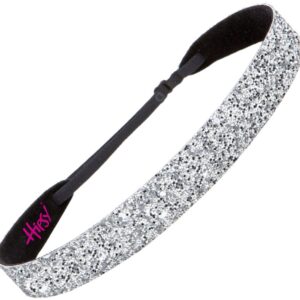 Hipsy Adjustable Non Slip Wide Bling Glitter Headband for Women Girls & Teens (Silver)