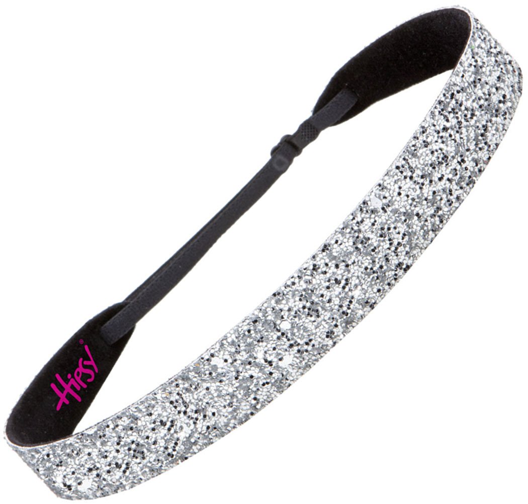 Hipsy Adjustable Non Slip Wide Bling Glitter Headband for Women Girls & Teens (Silver)