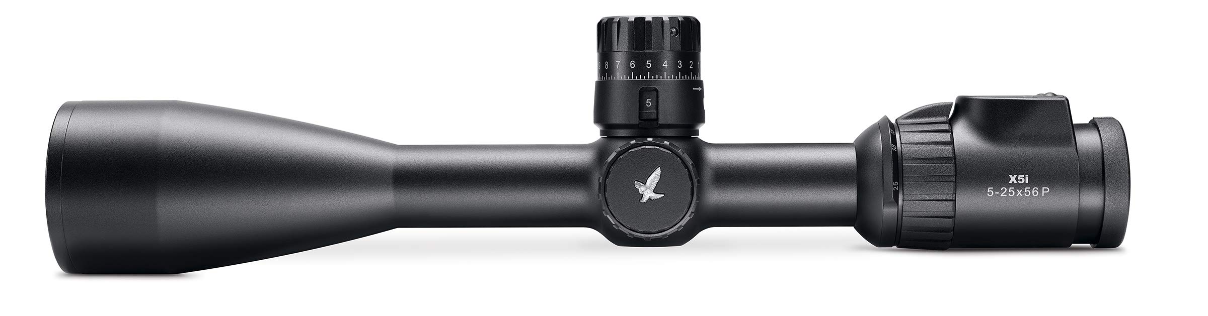 Swarovski Optik 5-25x56 X5i Riflescope, Matte Black with 2nd Focal Plane Illuminated 4WX-I Duplex Reticle, 30mm Tube Diameter, Side Parallax Focus.