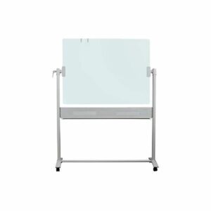 quartet easel, magnetic, glass whiteboard, 4' x 3', reversible, portable, flip chart holder, infinity (ecm43g), silver