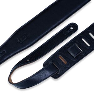 Levy's Leathers 2.5" Extra-Long and Padded Garment Leather Guitar Strap; Adjustable 37" - 63"| Black (M26GF-XL-BLK)