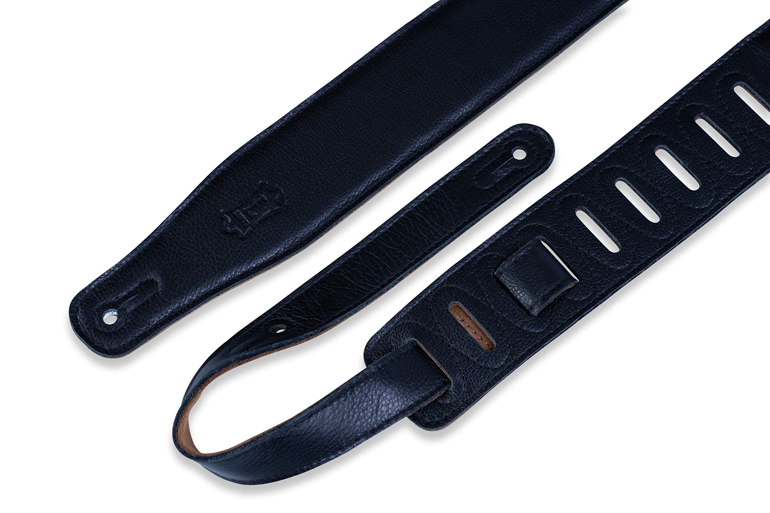 Levy's Leathers 2.5" Extra-Long and Padded Garment Leather Guitar Strap; Adjustable 37" - 63"| Black (M26GF-XL-BLK)