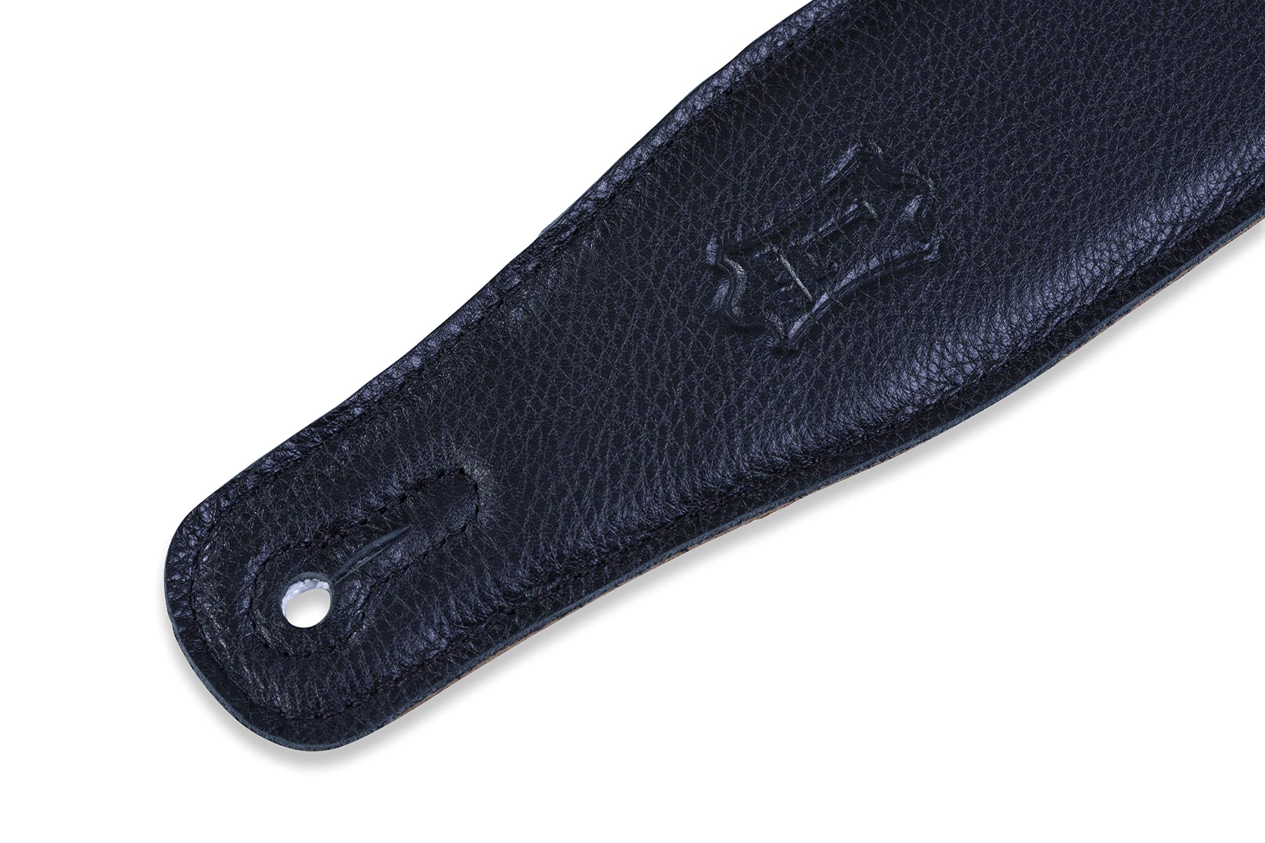 Levy's Leathers 2.5" Extra-Long and Padded Garment Leather Guitar Strap; Adjustable 37" - 63"| Black (M26GF-XL-BLK)