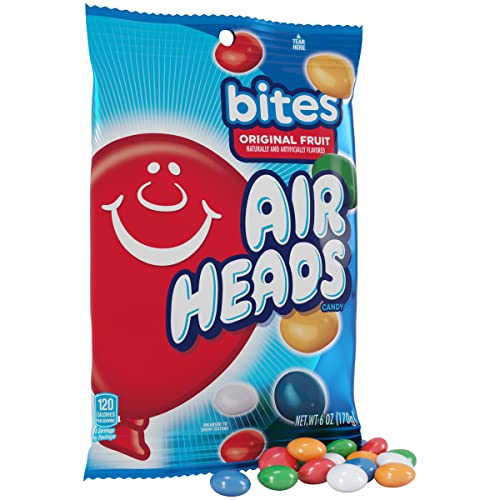 Airheads Candy, Bites, Assorted Fruit Flavor, Non Melting, 6oz Bag, Box of 12 Bags