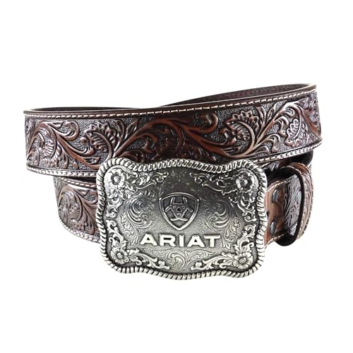 ARIAT Men's Straight Floral Buckle Belt