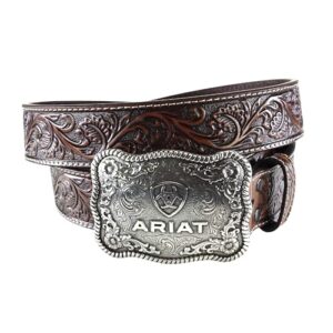 ariat men's straight floral buckle belt