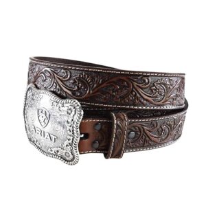 ARIAT Men's Straight Floral Buckle Belt