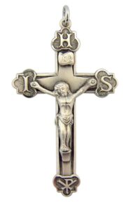 hmhreligiousmfg sterling silver crucifix with ihs and chi rho cross design, 1 7/8 inch