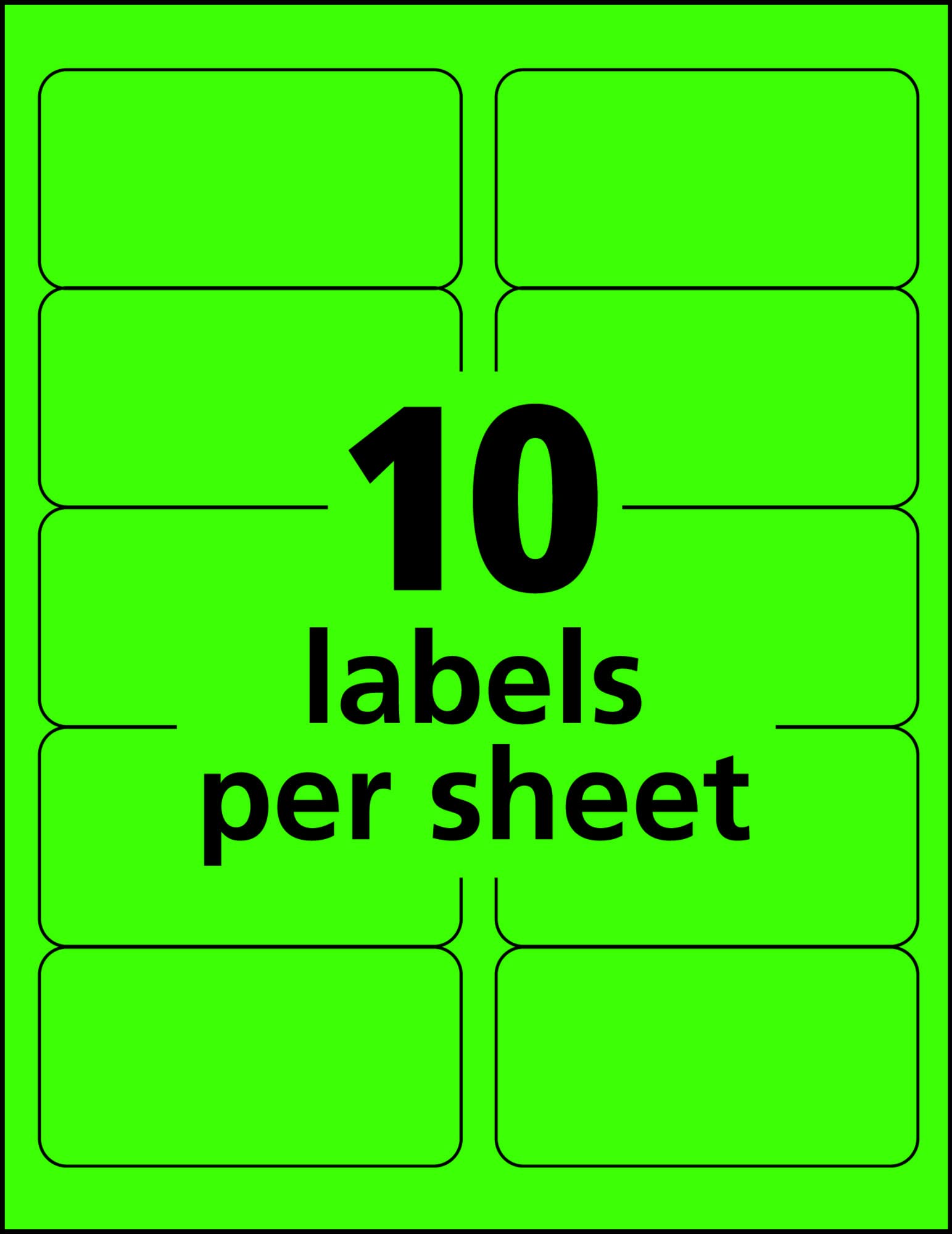 Avery Printable Shipping Labels with Sure Feed, 2" x 4", Neon Green, 1,000 Blank Mailing Labels (5976)