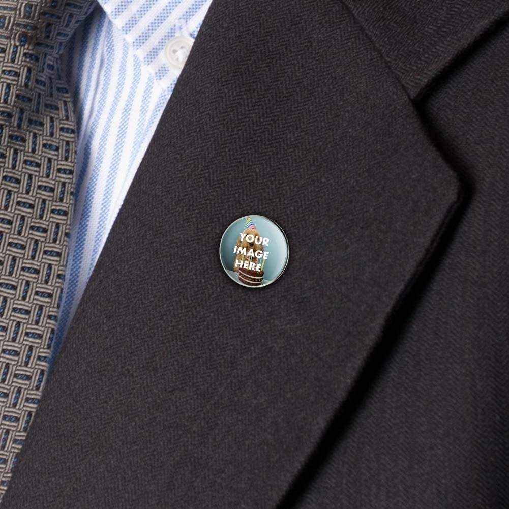 Graphics and More Personalized Small Round Lapel Hat Pin Tie Tack .75"| Customize With Your Own Image