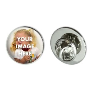 Graphics and More Personalized Small Round Lapel Hat Pin Tie Tack .75"| Customize With Your Own Image