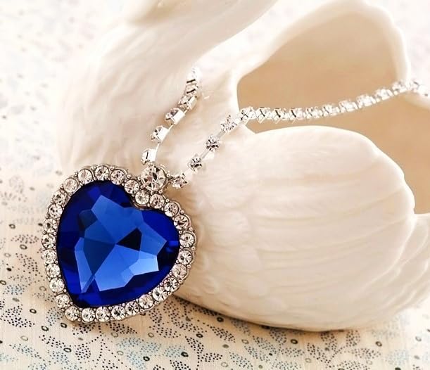 My Titanic Necklace | Stunning Heart of The Ocean Necklace from Titanic Movie | Premium Alloy Silver and 1.3 x 1.38 Inches Swarovski Crystal | Definitely The Best Present for Your Loved One | 338