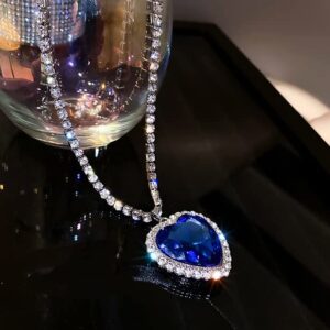 My Titanic Necklace | Stunning Heart of The Ocean Necklace from Titanic Movie | Premium Alloy Silver and 1.3 x 1.38 Inches Swarovski Crystal | Definitely The Best Present for Your Loved One | 338