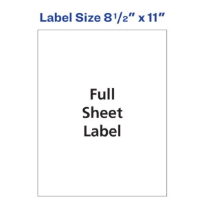 Avery Full Sheet Printable Shipping Labels, 8.5" x 11", White, 250 Blank Mailing Labels (95920)