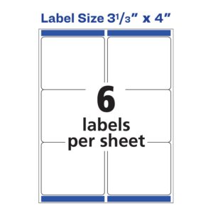 Avery Printable Shipping Labels with Sure Feed, 3-1/3" x 4", White, 1,500 Blank Mailing Labels (95940)