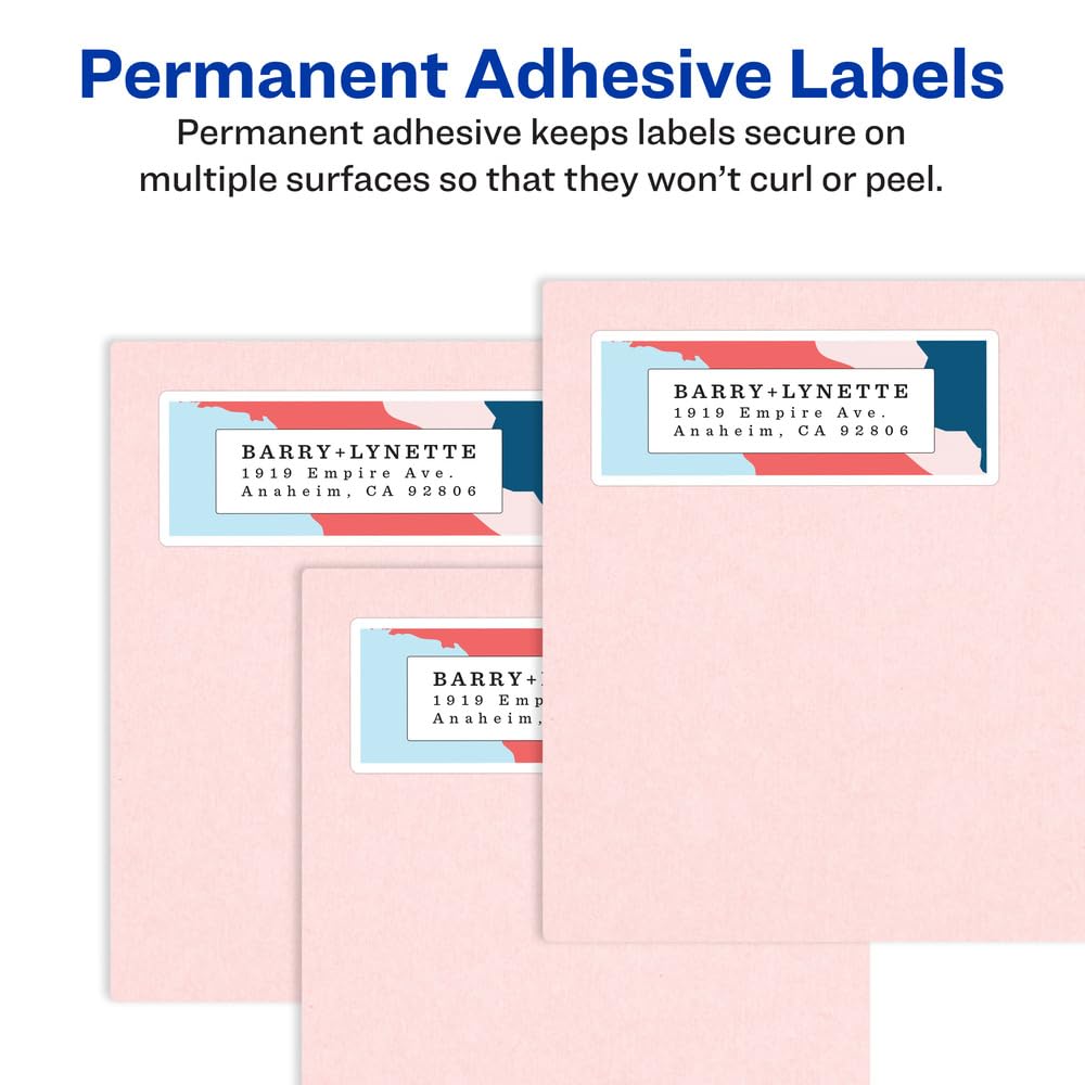 Avery Printable Shipping Labels with Sure Feed, 3-1/3" x 4", White, 1,500 Blank Mailing Labels (95940)