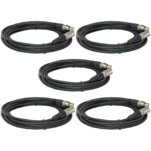 yovus 5-pack 25 ft foot feet xlr male to female 3pin mic audio cord microphone extension cable