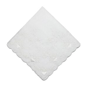 ctm® women's soft cotton bridal heart embroidered handkerchief, white