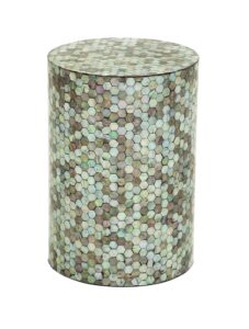 deco 79 mother of pearl shell geometric handmade side end accent table, 14" x 14" x 20", multi colored