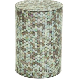 Deco 79 Mother of Pearl Shell Geometric Handmade Side End Accent Table, 14" x 14" x 20", Multi Colored