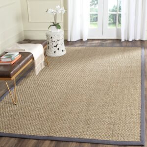 safavieh natural fiber collection area rug - 5' x 8', natural & dark grey, border basketweave seagrass design, easy care, ideal for high traffic areas in living room, bedroom (nf114q)