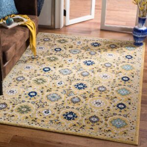 safavieh evoke collection 8' x 10' gold / ivory evk210b non-shedding living room bedroom dining home office area rug