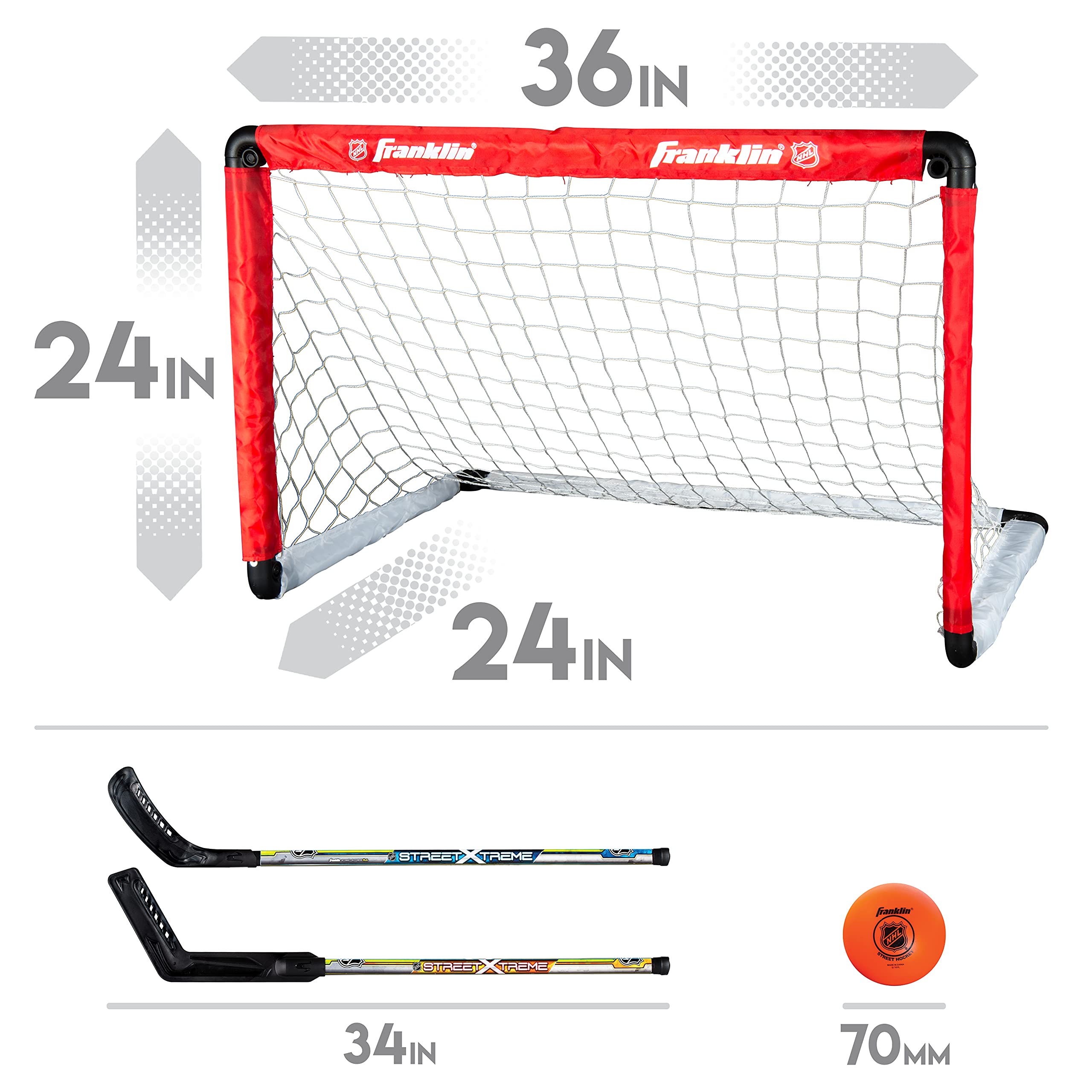 Franklin Sports 36" NHL Hockey Goal with 2 Sticks - Youth Hockey Goal and Stick Set - Official NHL Product