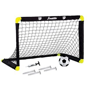 franklin sports kids mini soccer goal set - backyard/indoor mini net + ball set with pump - portable folding youth goal set - 36" x 24"