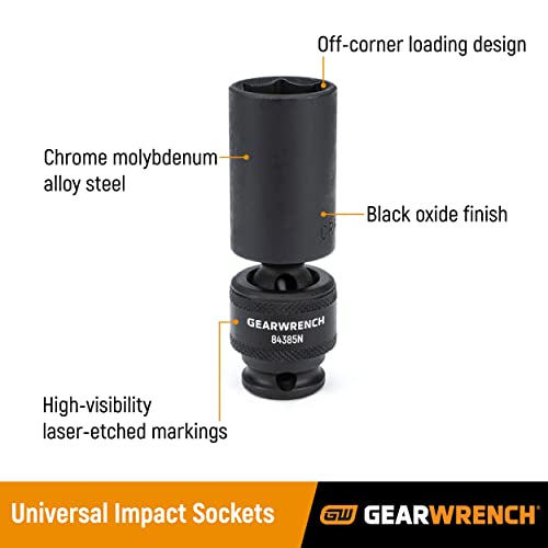 GEARWRENCH 7 Pc. 3/8" Drive 6 Pt. Deep Universal Impact SAE Socket Set - 84923N