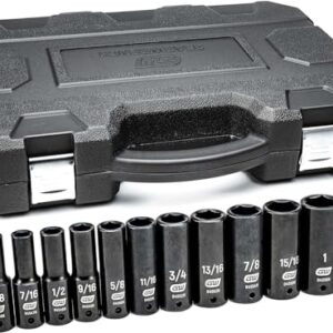 GEARWRENCH 29 Pc. 1/2" Drive 6 Pt. Impact Socket Set, Deep, Metric - 84935N