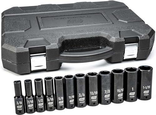 GEARWRENCH 29 Pc. 1/2" Drive 6 Pt. Impact Socket Set, Deep, Metric - 84935N