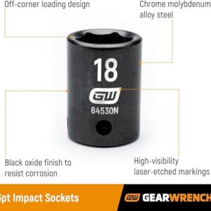 GEARWRENCH 29 Pc. 1/2" Drive 6 Pt. Impact Socket Set, Deep, Metric - 84935N