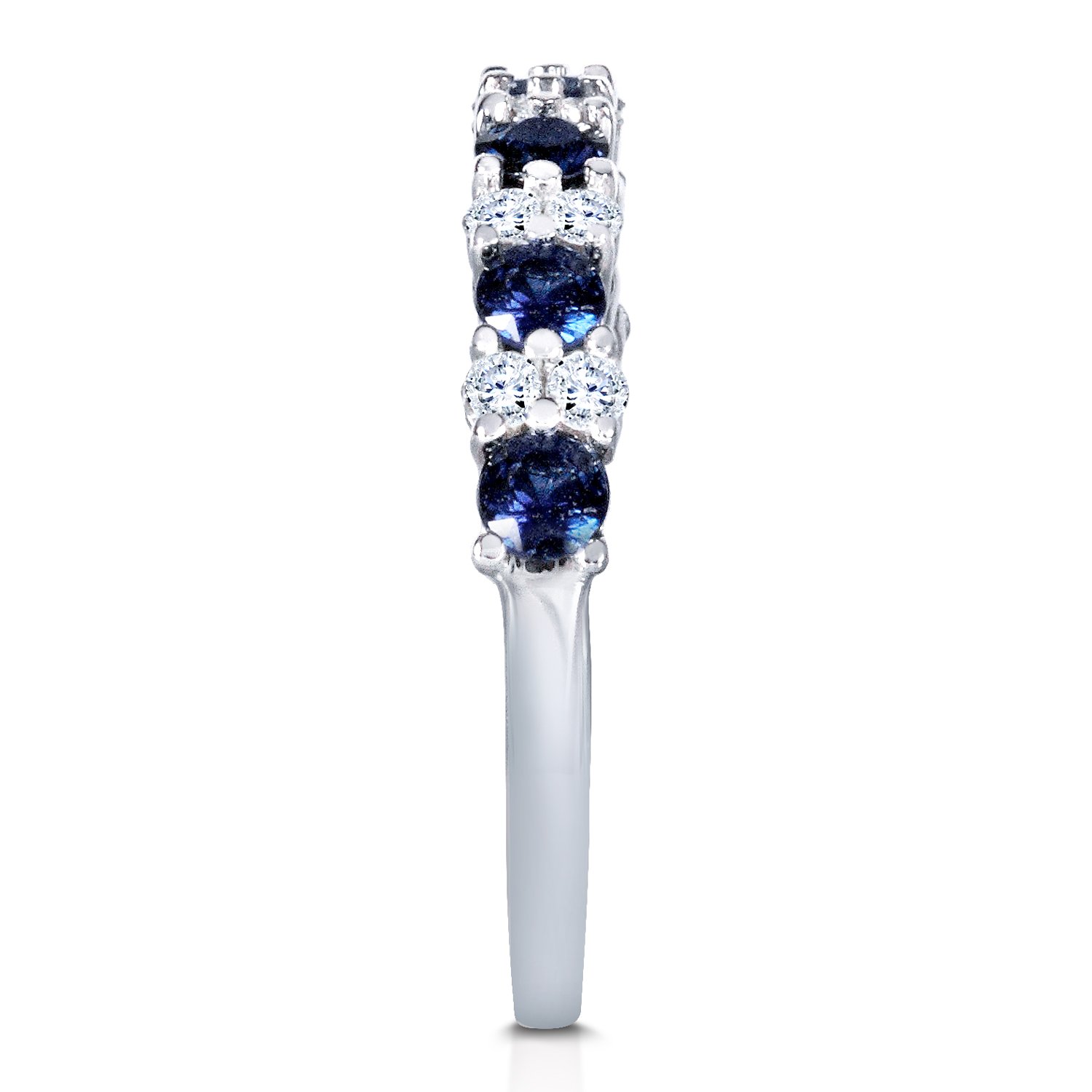 Kobelli Diamond and Blue Sapphire Band 1 carat (ctw) in 14k White Gold, Size 6, White Gold