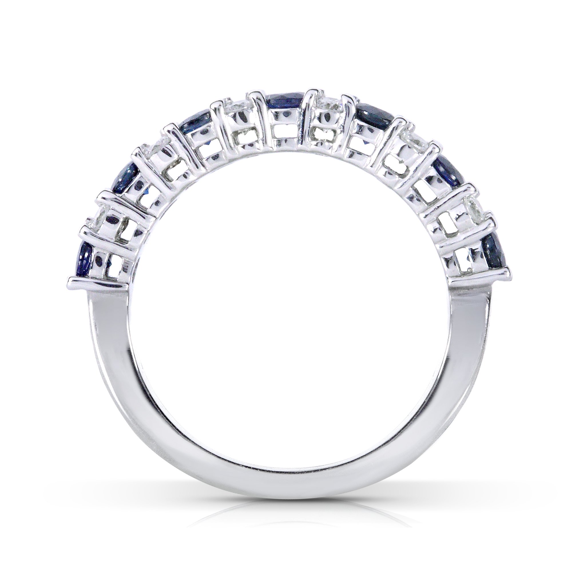 Kobelli Diamond and Blue Sapphire Band 1 carat (ctw) in 14k White Gold, Size 6, White Gold