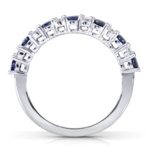 Kobelli Diamond and Blue Sapphire Band 1 carat (ctw) in 14k White Gold, Size 6, White Gold