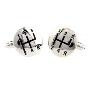 MRCUFF 5 Speed Gear Stick Shifter Shift Knob Car Auto Racing Race Pair Cufflinks in a Presentation Gift Box & Polishing Cloth