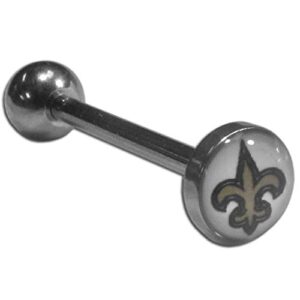 nfl siskiyou sports fan shop new orleans saints inlaid barbell tongue ring 14 gauge team color